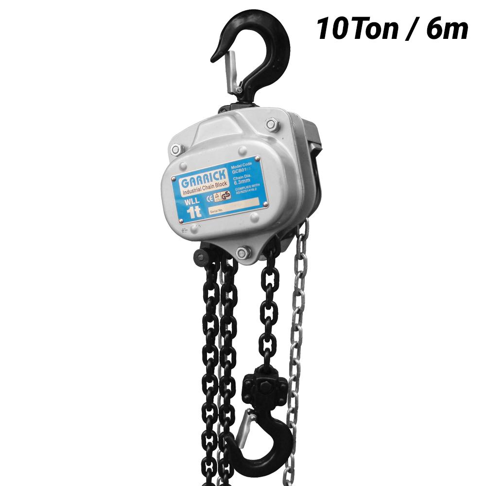 Garrick GCBLL1006 10 Ton 6m Industrial Chain Block With Load Limiter