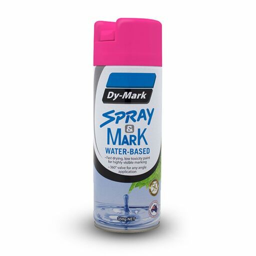 Dy-Mark 40063529 350g Spray & Mark Water Based Fluro Pink Marking Out Paint