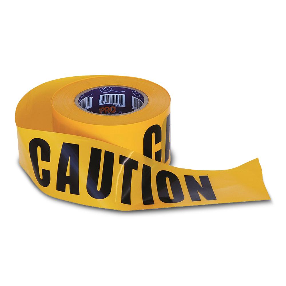 Pro Choice CT10075 100m x 75mm Yellow "CAUTION" Barricade Tape