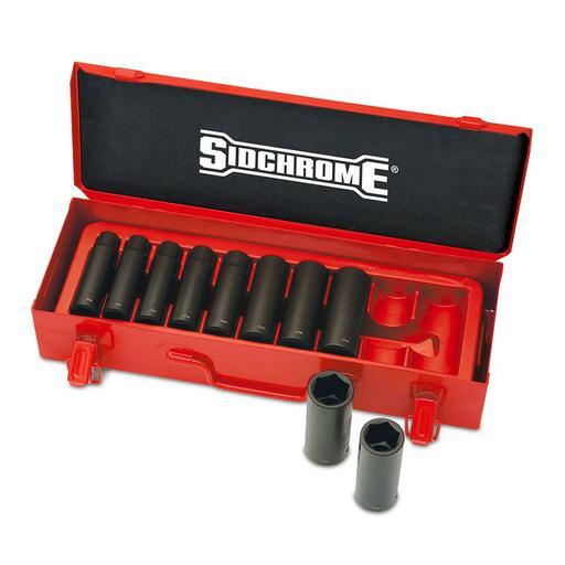 Sidchrome XS410LT 10pce 1/2" Drive Imperial AF Long Impact Socket Set