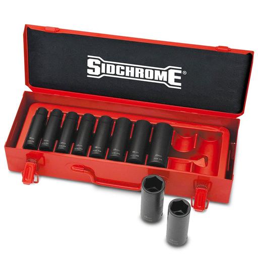 Sidchrome XS4H09MT 9pce 1/2" Drive INHEX Metric Impact Socket Set