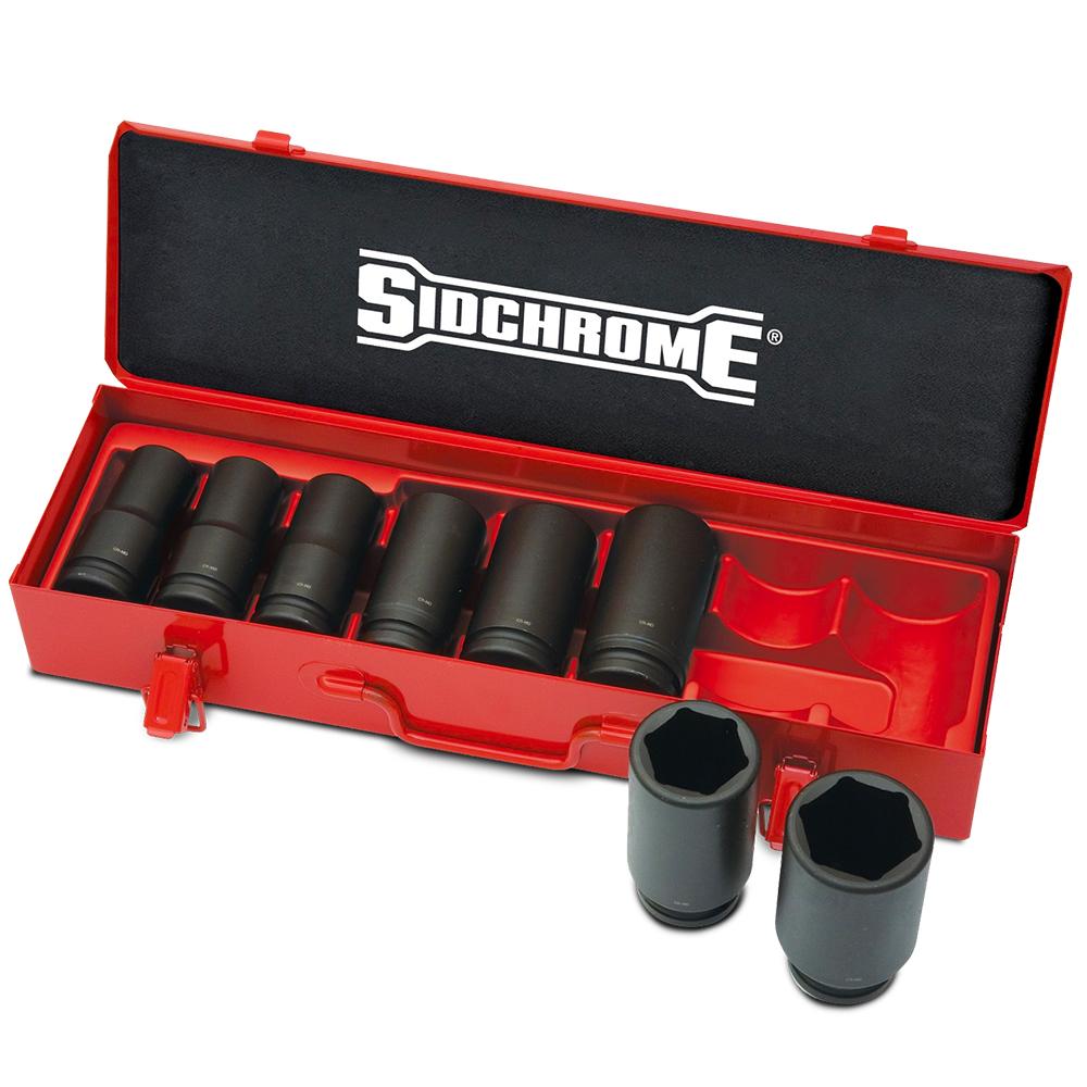 Sidchrome XS608ML 8pce 3/4" Drive Metric Long Impact Socket Set