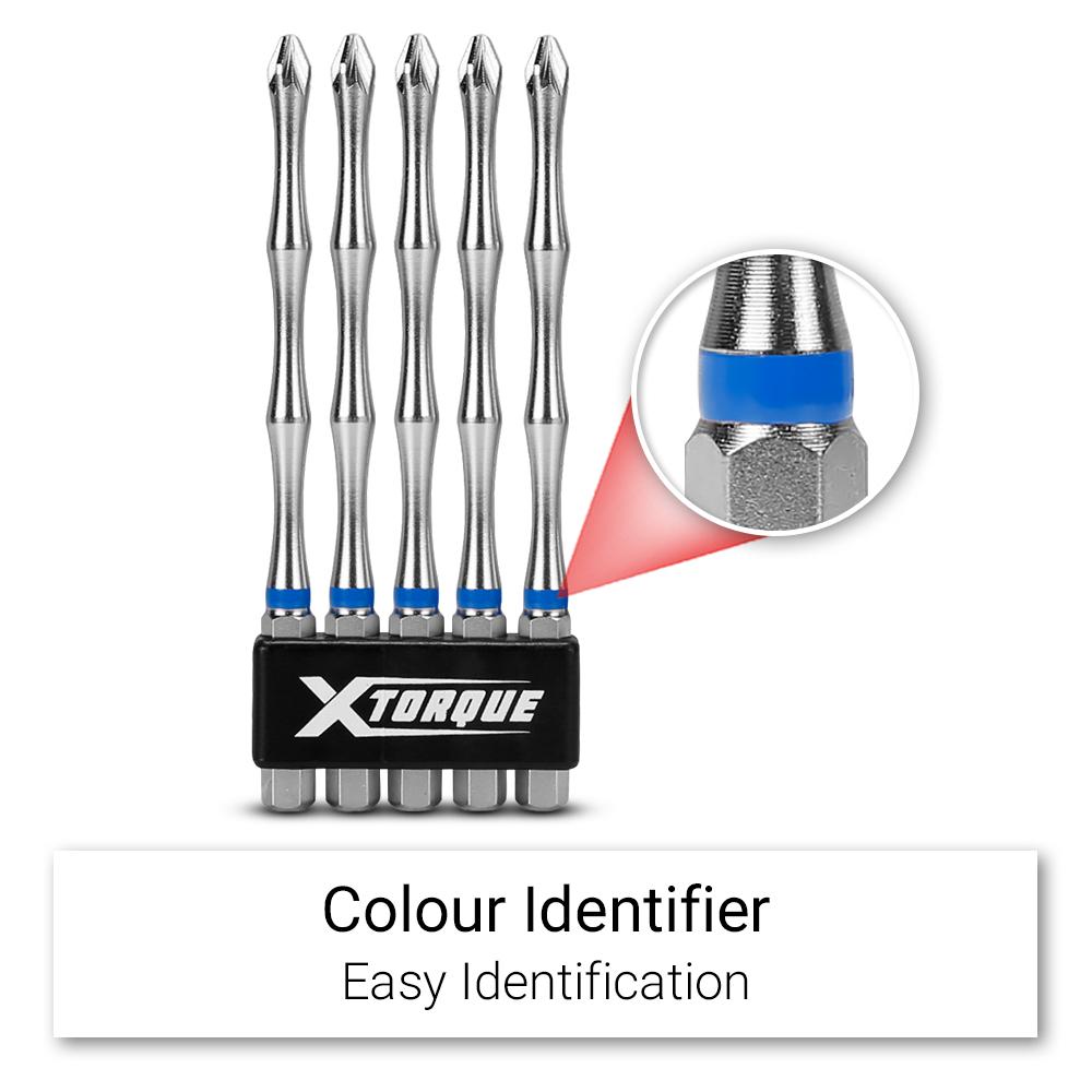 Xtorque PZ1100 5-Pack PZ1 100mm Magnetic Pozidrive Head Torsion Driver Bits