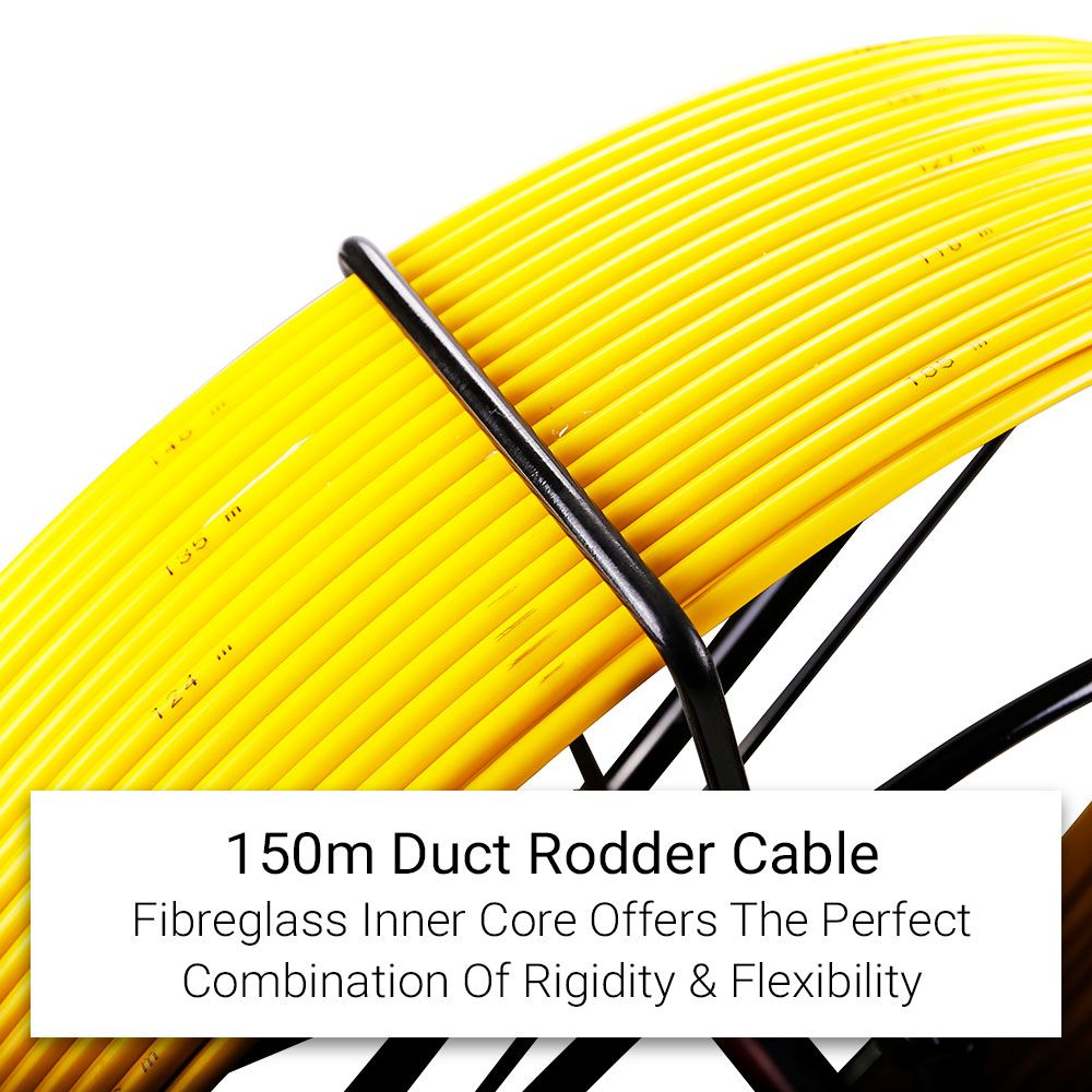 Sparrow SFTF158 150m x 8mm Fibreglass Duct Rodder Cable with Wheeled ...