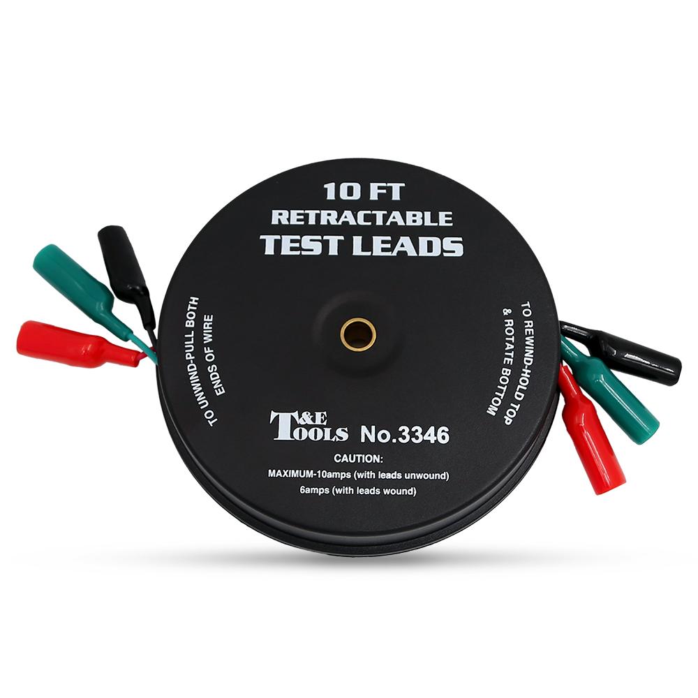 T&E Tools 3346 10Ft (3050mm) 3 Colour Retractable Test Leads