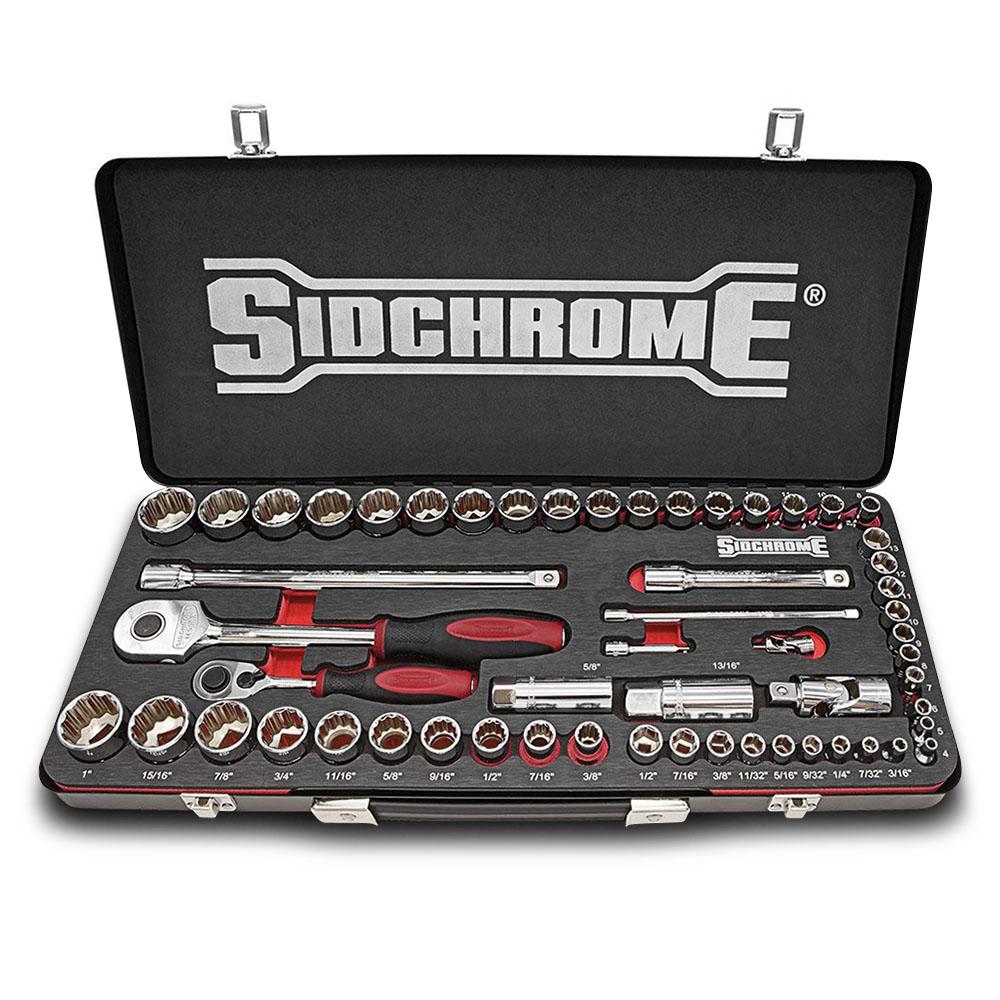 Sidchrome SCMT19125 56pce 1/4" & 1/2" Drive Metric/AF Socket Set