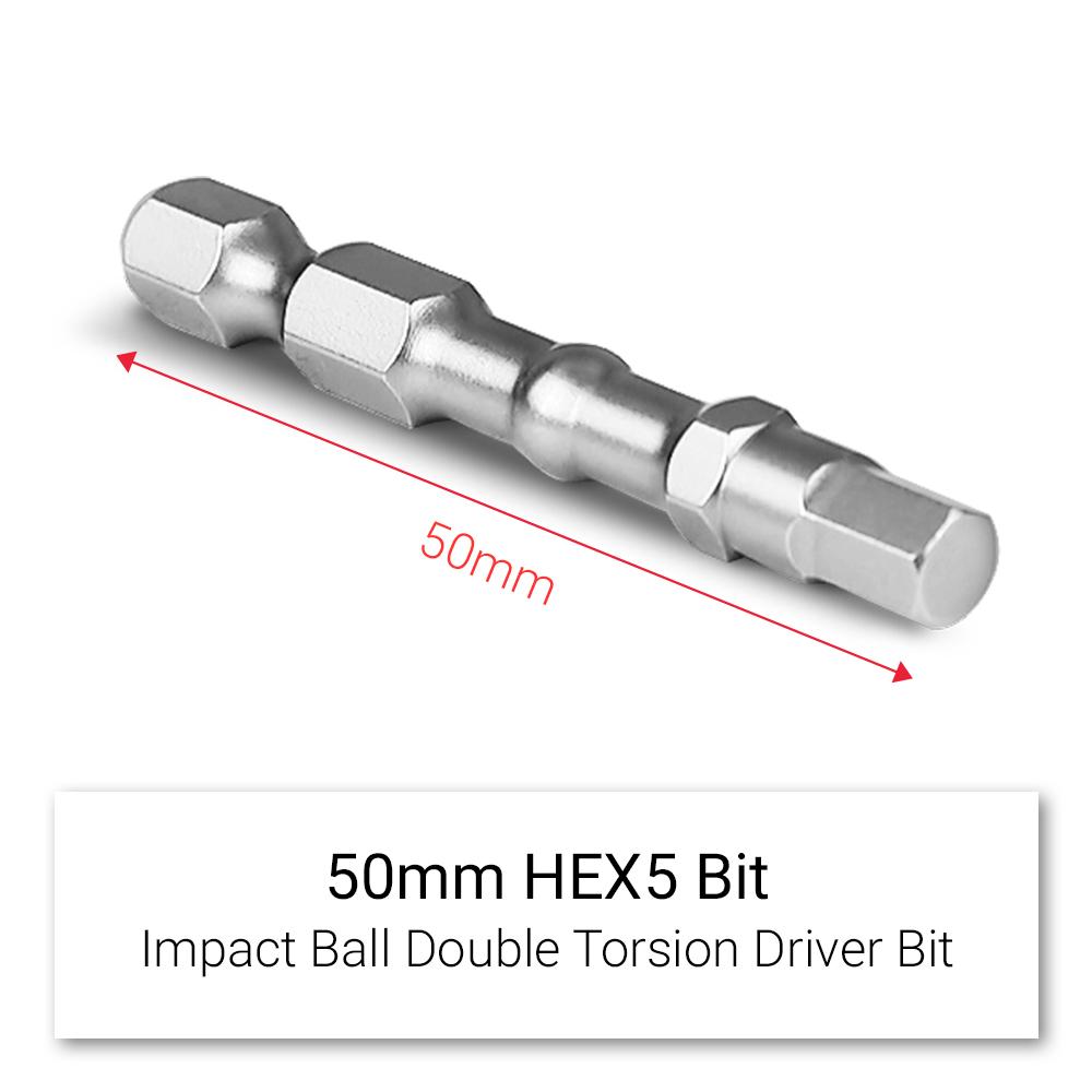 Xtorque X50HX5 Platinum 5-Pack HEX5 50mm Impact Ball Bits - MADE IN JAPAN
