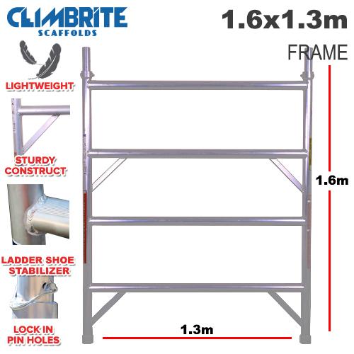 Climbrite CLI55D 2.5 x 1.3 x 5.5m Double Width Aluminium Mobile Scaffold