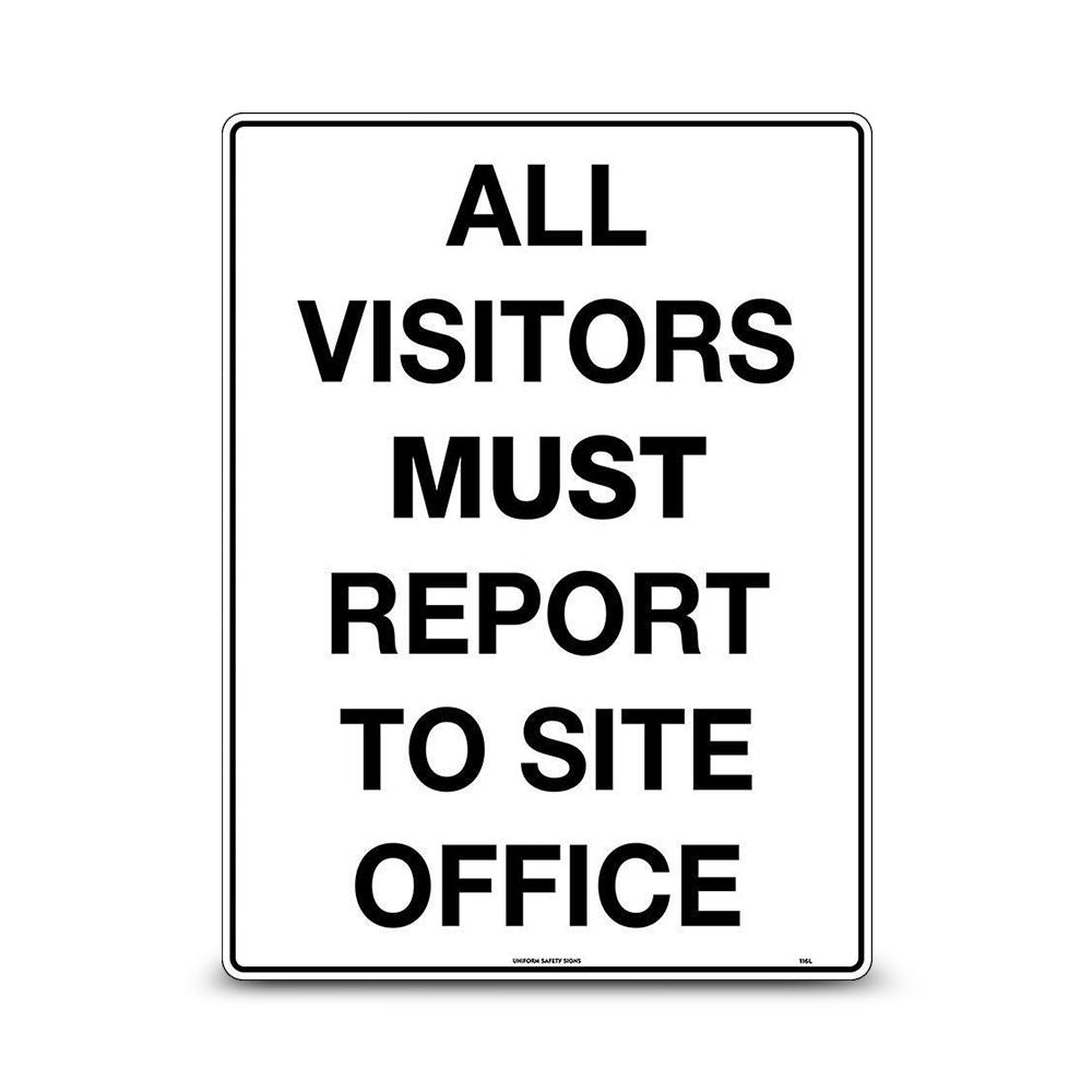 Uniform Safety Signs 116LP 600mm x 450mm Polypropylene All Visitors ...
