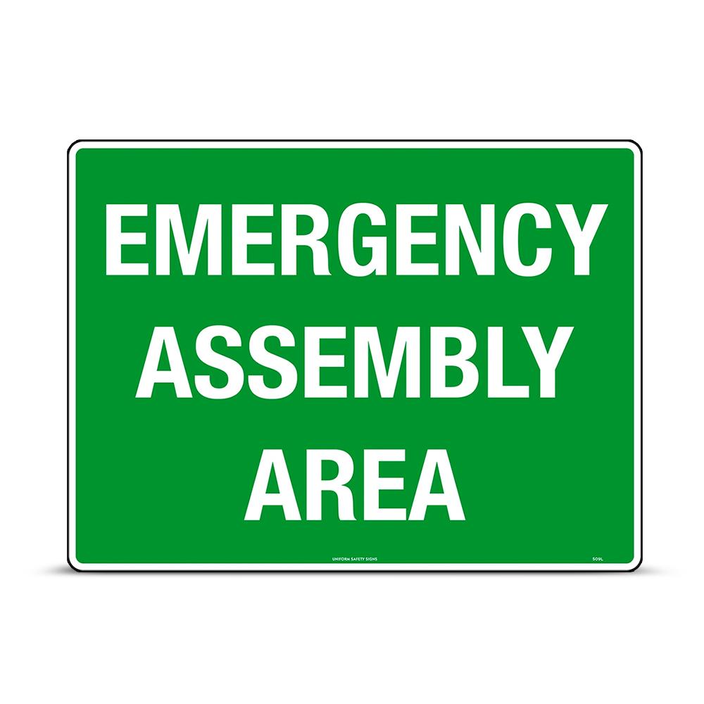 Uniform Safety Signs 509LM 600mm x 450mm Metal Emergency Assembly Area Sign