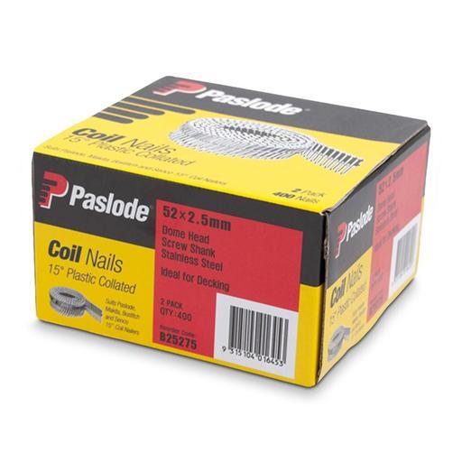 Paslode B25275 52mm x 2.5mm Screw Stainless Steel 15 Degrees Plastic ...