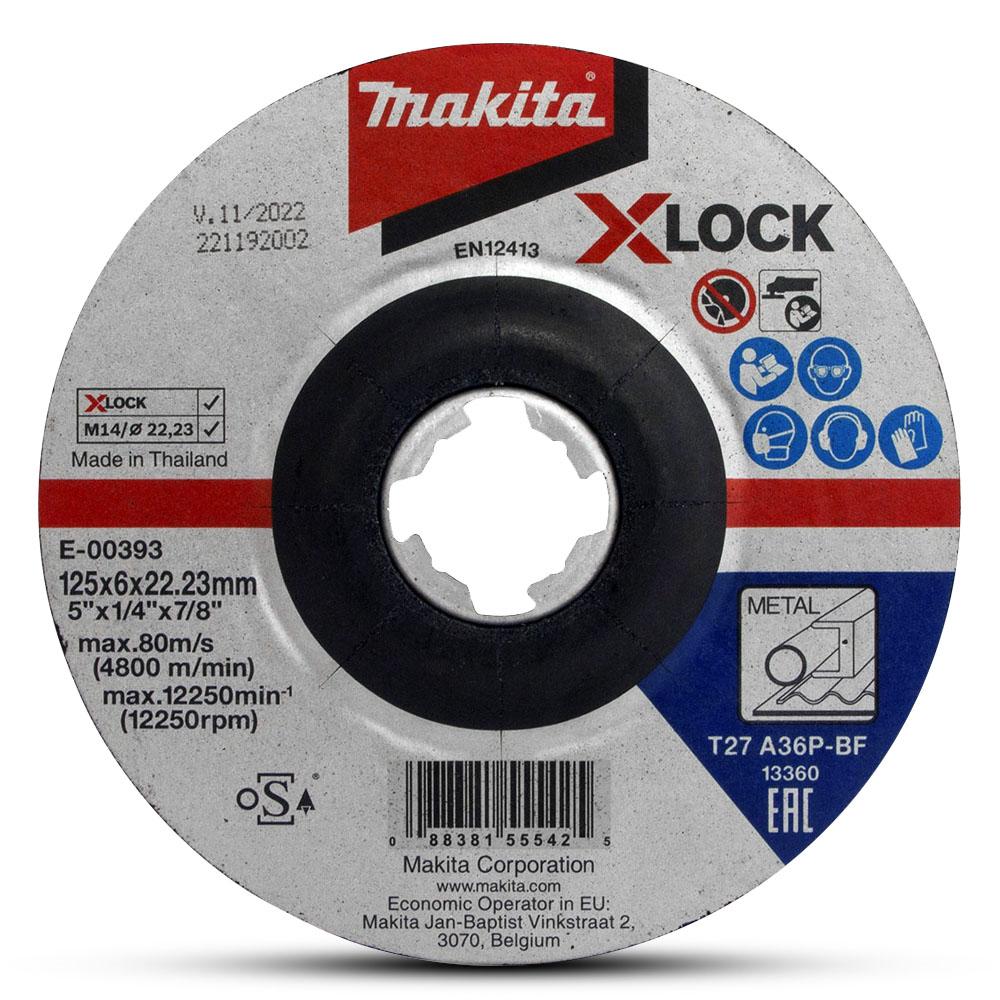 Makita E-00393-5 5-Pack 125mm (5") X-Lock Metal Grinding Disc