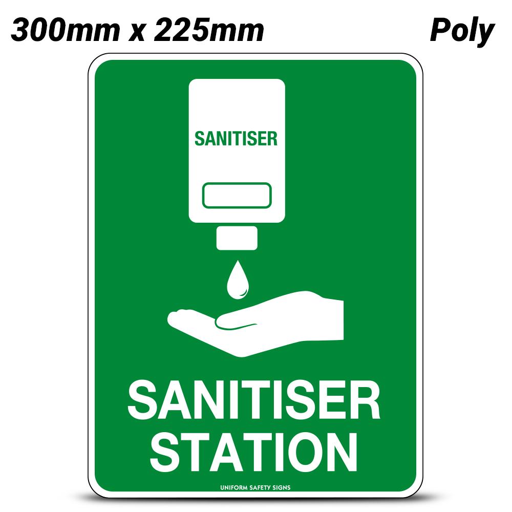 Uniform Safety Signs 5904MP 300mm x 225mm Poly Sanitiser Station Sign