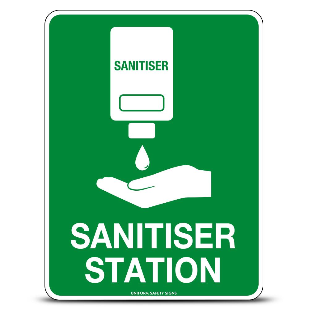 Uniform Safety Signs 5904MP 300mm x 225mm Poly Sanitiser Station Sign