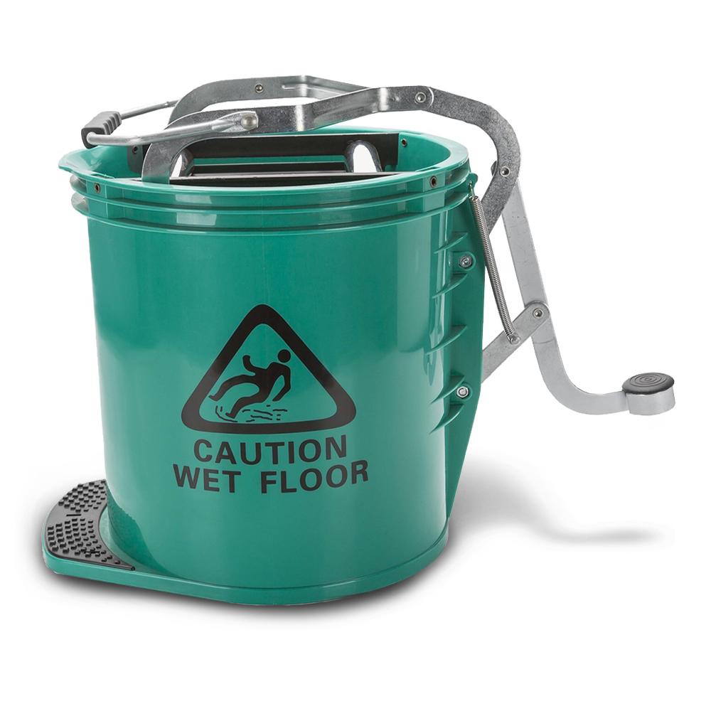 CleanLink 12002 16L Heavy Duty Green Mop Bucket with Metal Wringer