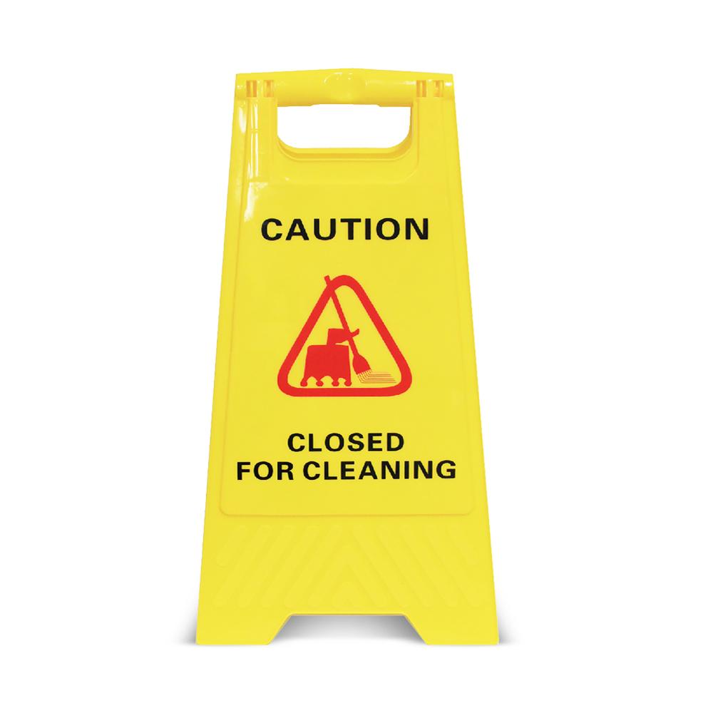 CleanLink 12052 32x31x65cm Yellow Safety Sign Closed For Cleaning