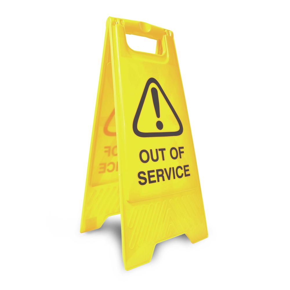 CleanLink 12160 32x31x65cm Yellow Safety Sign Out Of Service