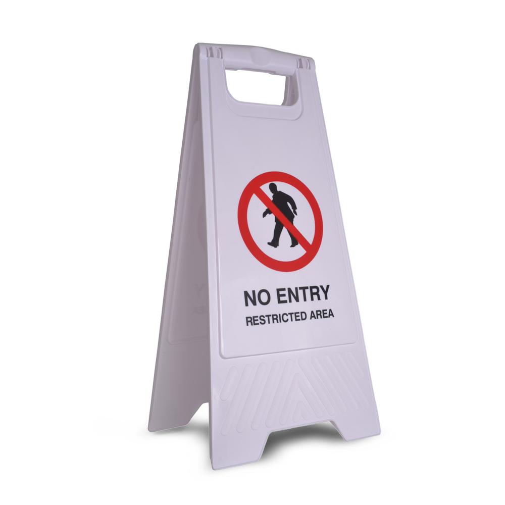 CleanLink 12163 32x31x65cm White Safety Sign No Entry Restricted Area