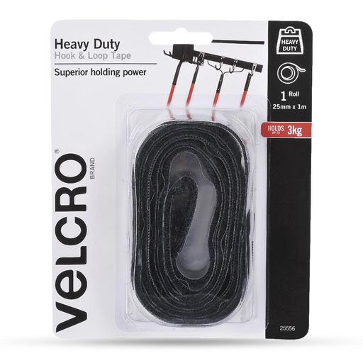 Velcro 25556 25mm x 1m Roll Black Heavy Duty Hook & Loop Fastener Tape