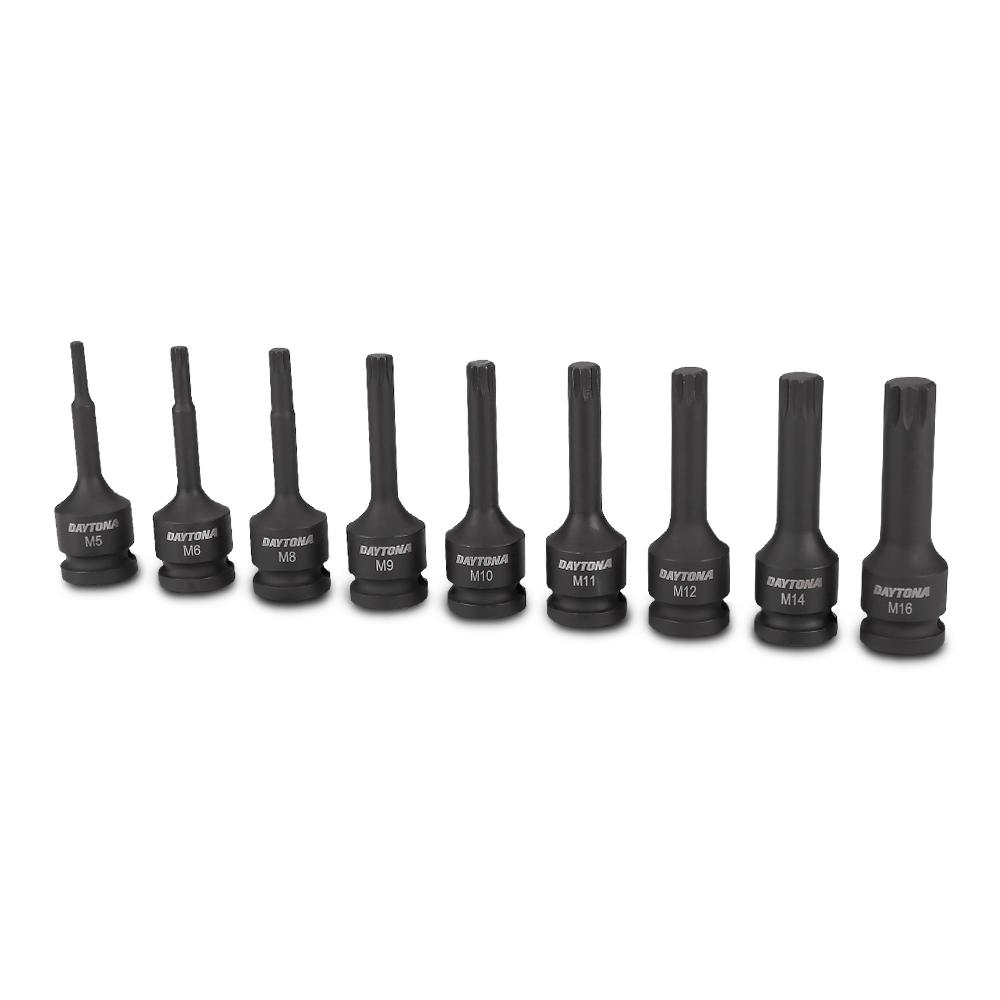 Daytona DS9PCS 9pce 1/2" Drive M5-M16 Spline Impact Socket Bit Set