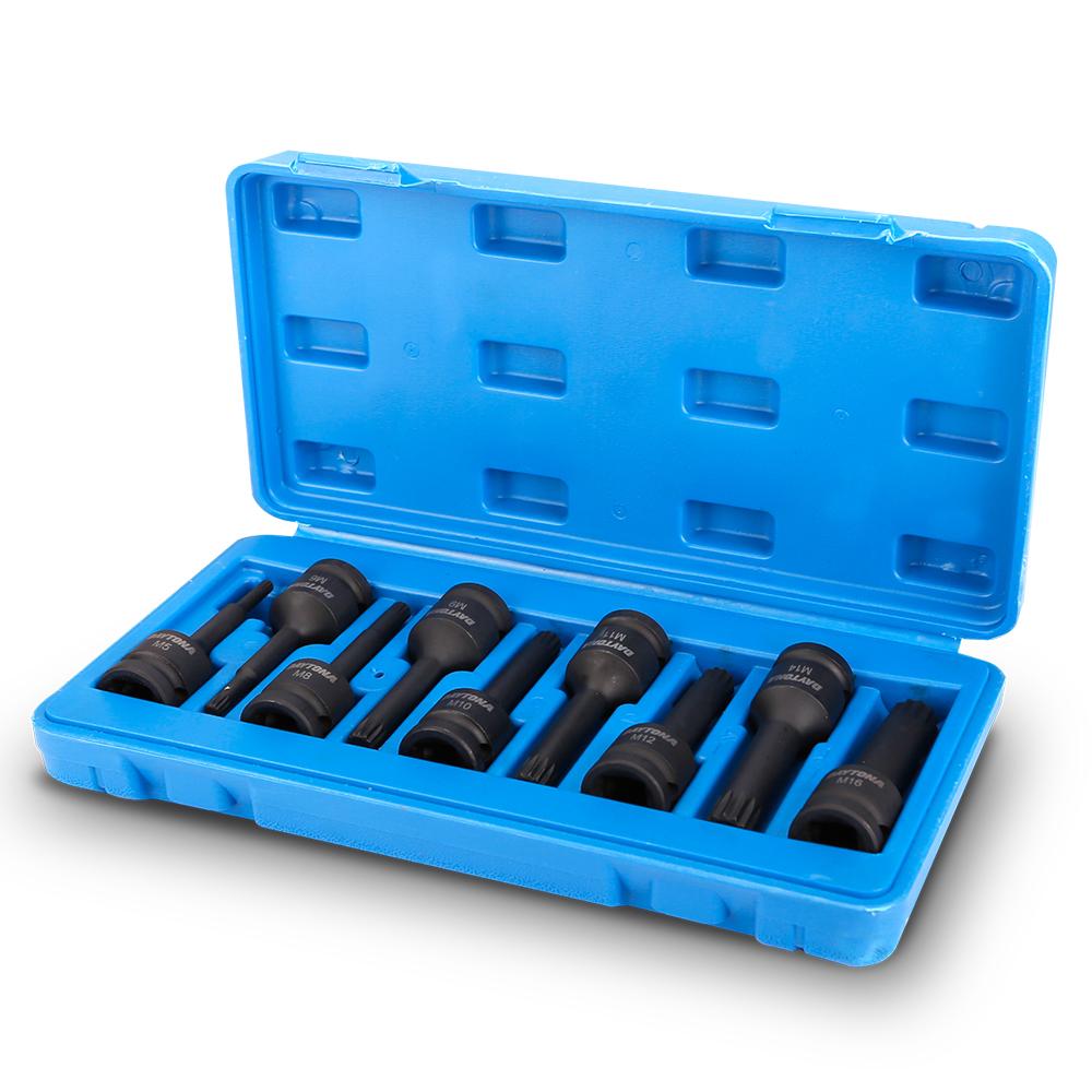 Daytona DS9PCS 9pce 1/2" Drive M5-M16 Spline Impact Socket Bit Set