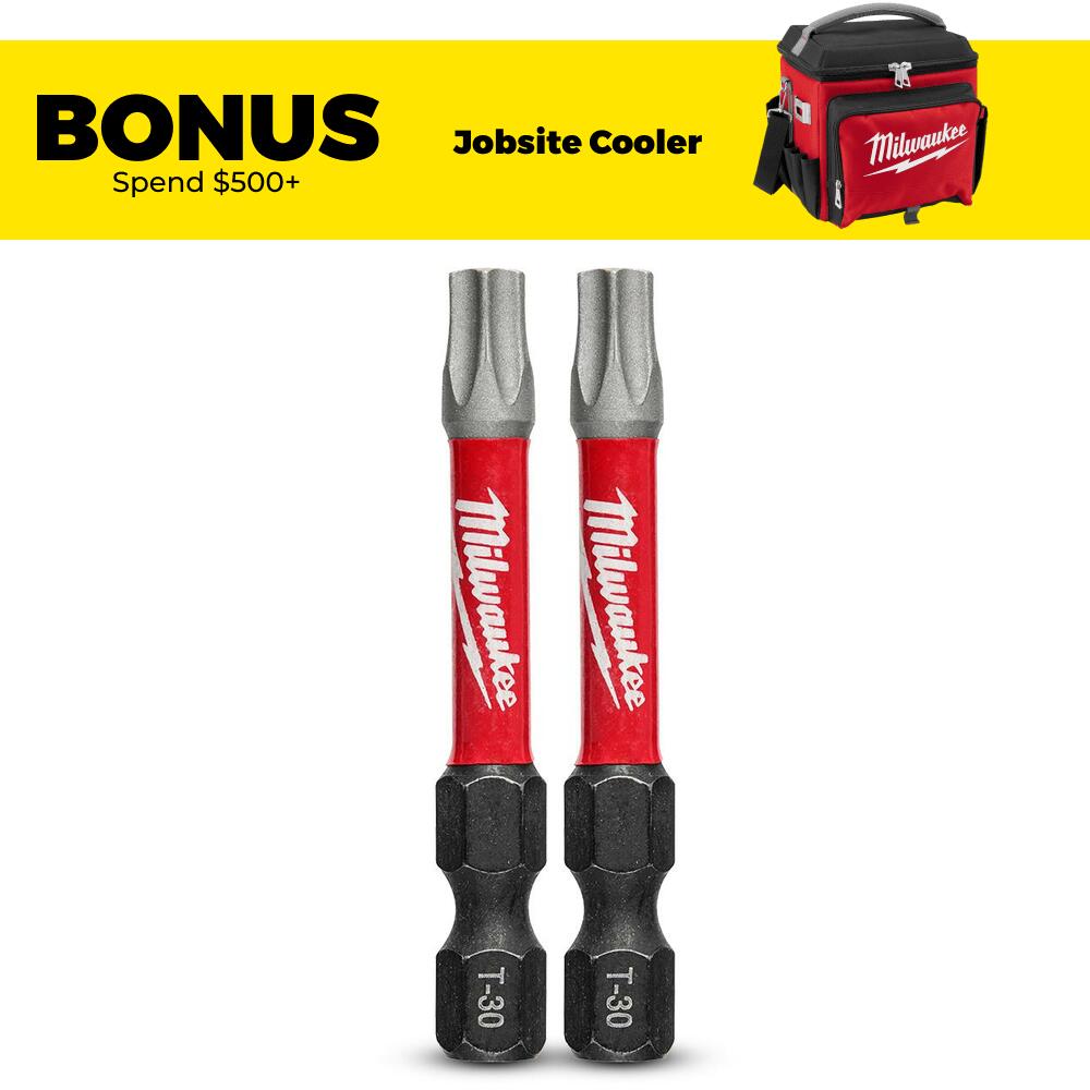 Milwaukee 48324914 2-Pack 50mm (2") SHOCKWAVE Torx T30 Power Bit