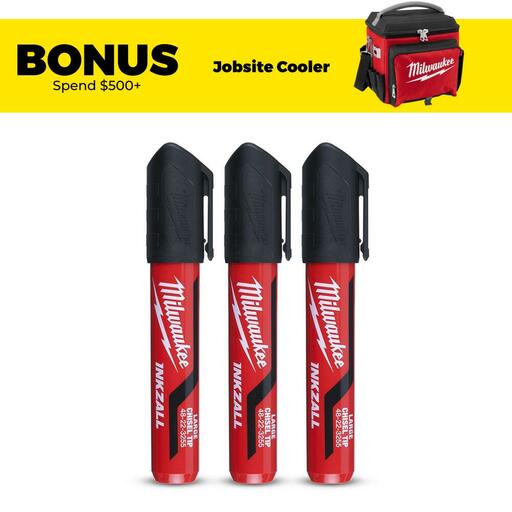 Milwaukee 48223250 3-Pack INKZALL Large Chisel Tip Black Marker