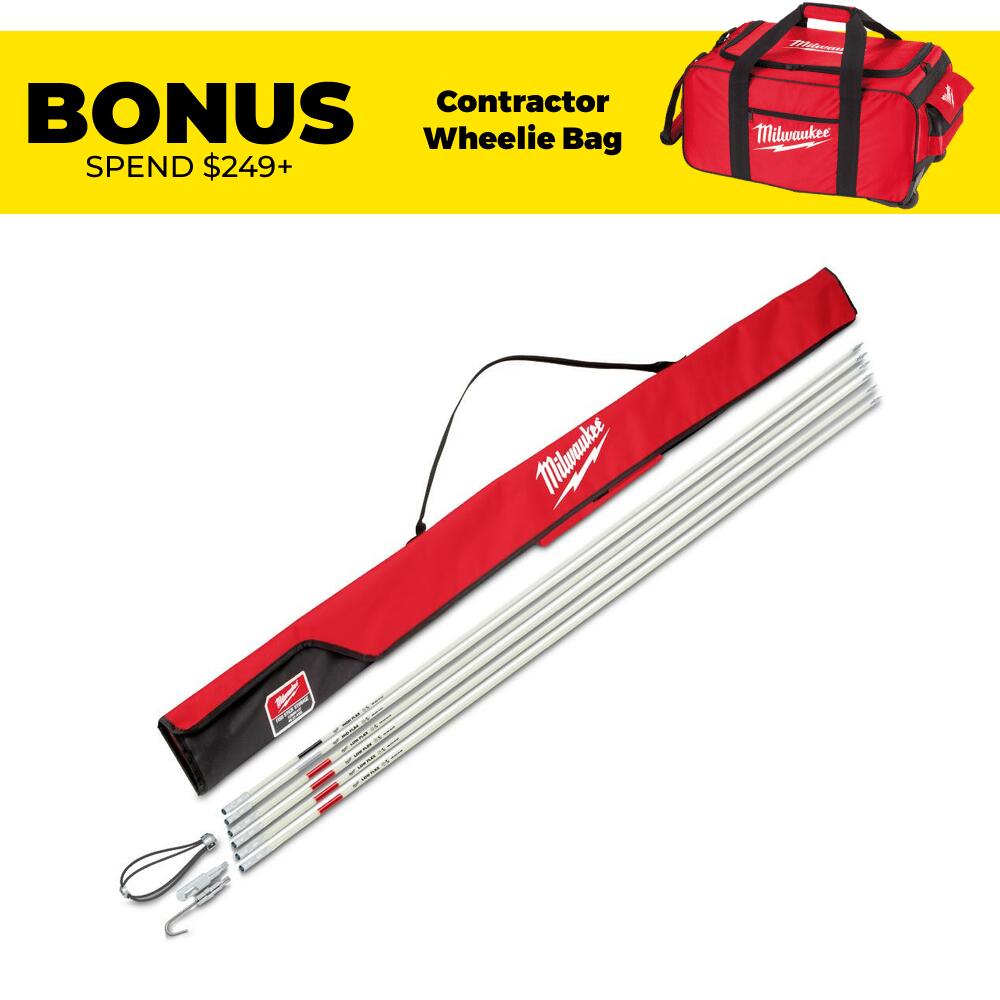 Milwaukee 48224155 9m (30ft) Fish Stick Cable Rod Feeder Combo Kit