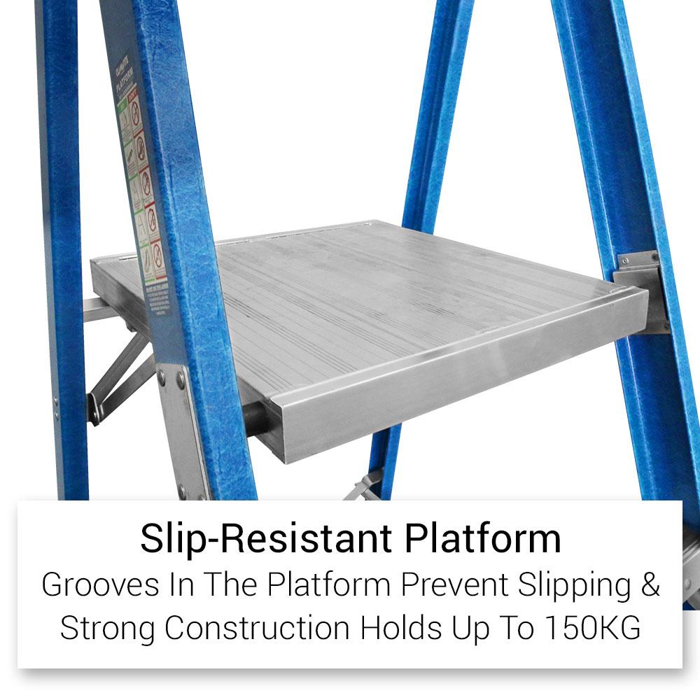 Climbrite CLI6STEP-SG 6-Step 1.8M Fibreglass Platform Ladder on Wheels ...