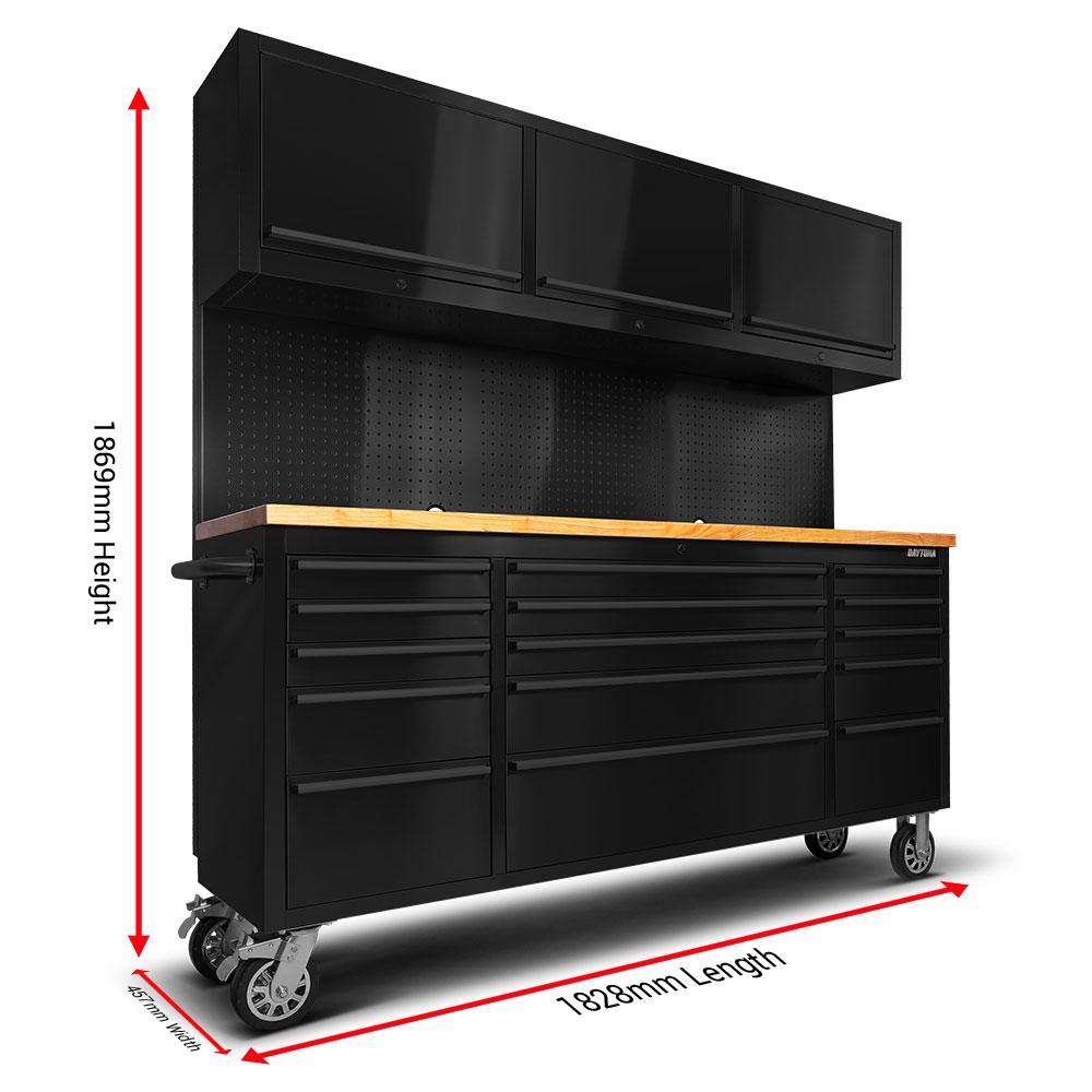 Daytona DB72B Black Series 72" Mobile Work Bench with 15 Drawers Tool ...