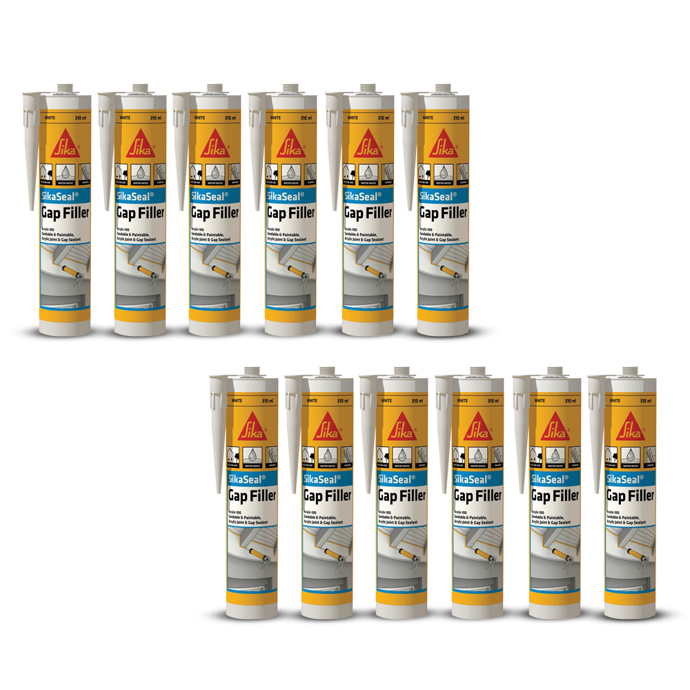 Sika 502995 12-Pack 310ml Acrylic 100 Gap Filler Cartridge - White