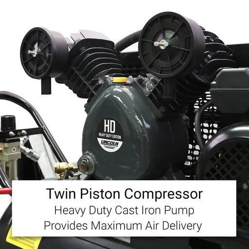 Lincoln LV12 2.2HP 65L Heavy Duty Twin Piston Belt Driven Air Compressor