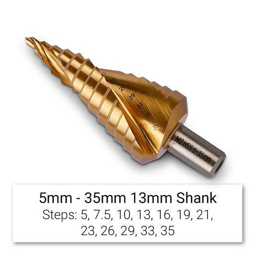 Xtorque X535SD 5mm - 35mm Metric M2 HSS Spiral Flute Step Drill Bit
