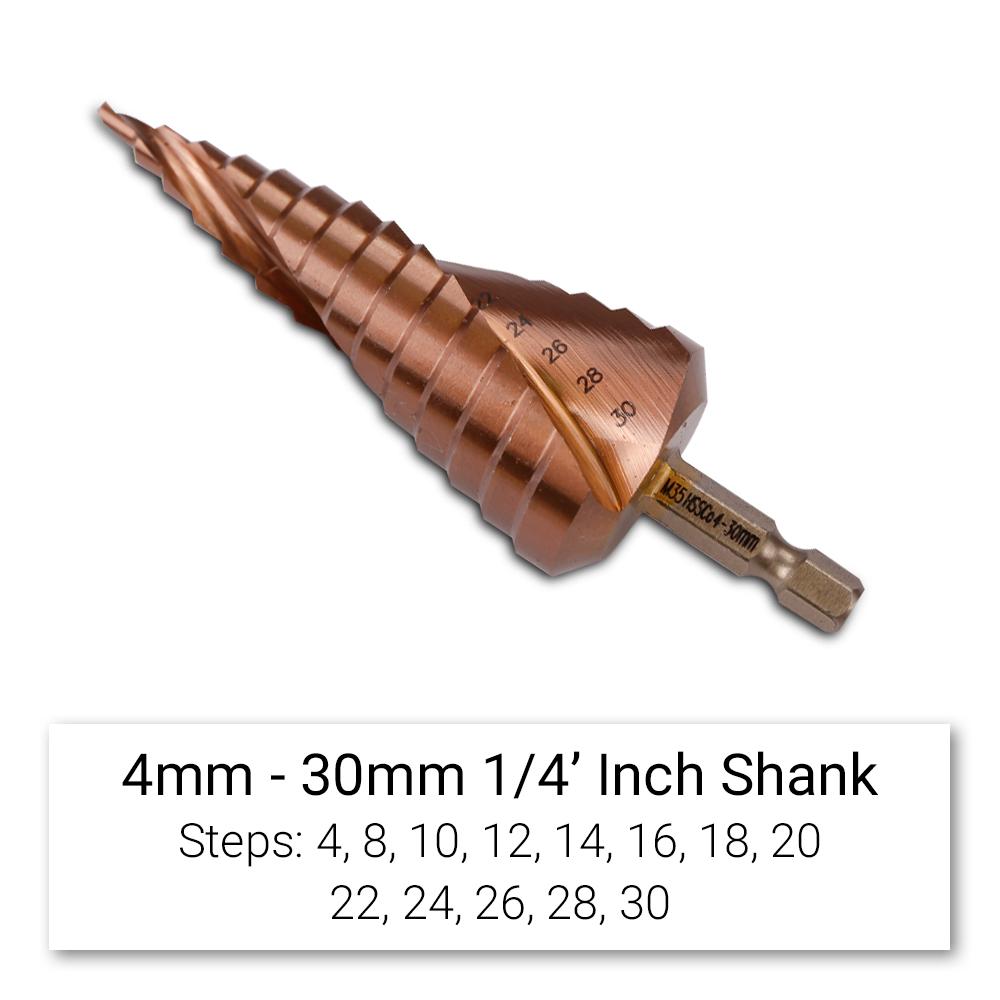 Xtorque XM353 3pce Metric M35 Cobalt Steel Spiral Flute Step Drill Bit Set