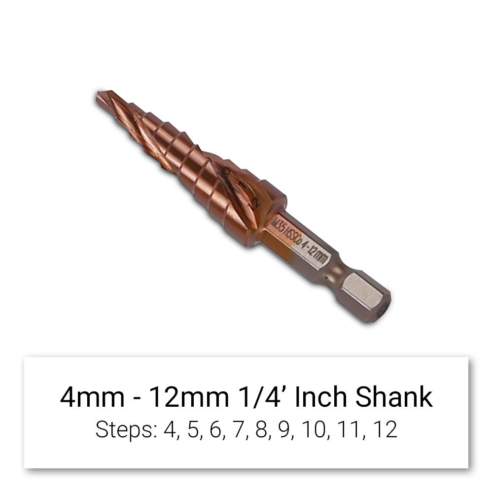 Xtorque XM353HC 3pce Metric M35 Cobalt Steel Spiral Flute Step Drill Bit Set