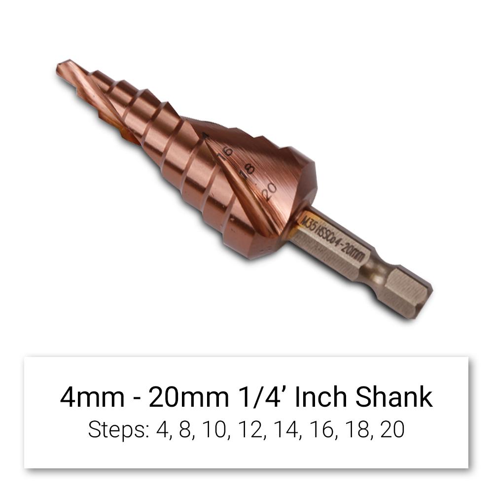 Xtorque XM353HC 3pce Metric M35 Cobalt Steel Spiral Flute Step Drill Bit Set