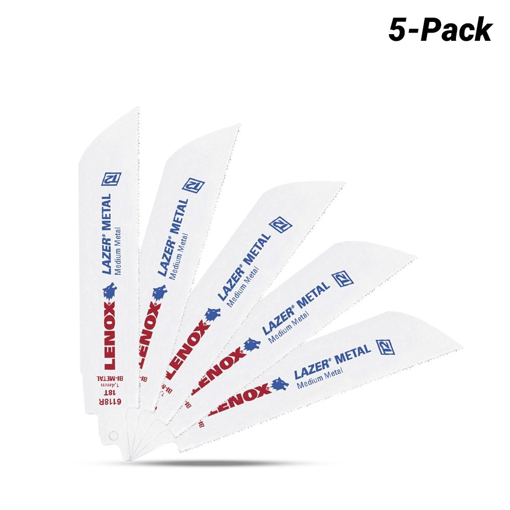 Lenox 201726114R 5-Pack 150mm x 25mm 14TPI Lazer Bi-Metal Reciprocating ...