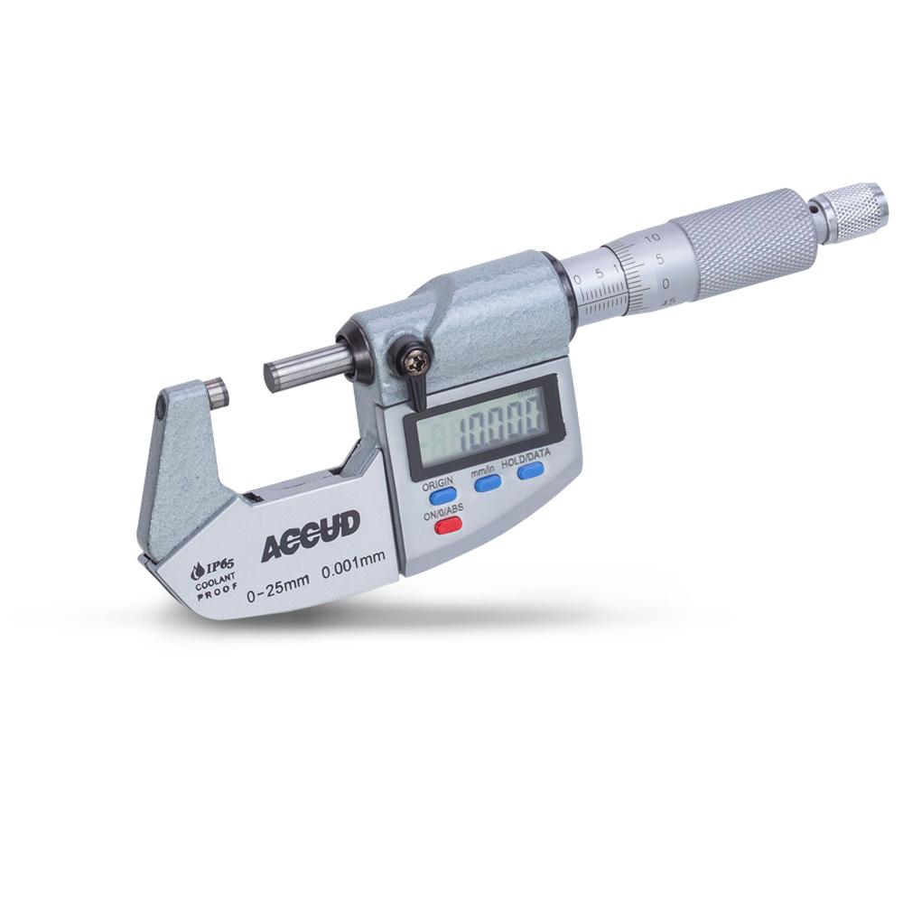 Accud AC-313-001-02 25mm (1") IP65 Coolant Proof Digital Outside Micrometer