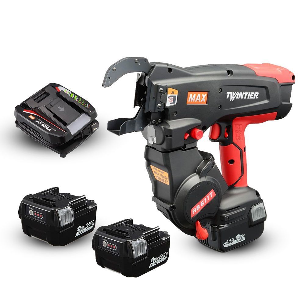 MAX RB611T 14.4V 4.0Ah Li-ion Cordless Brushless TwinTier Rebar Tie Gun ...