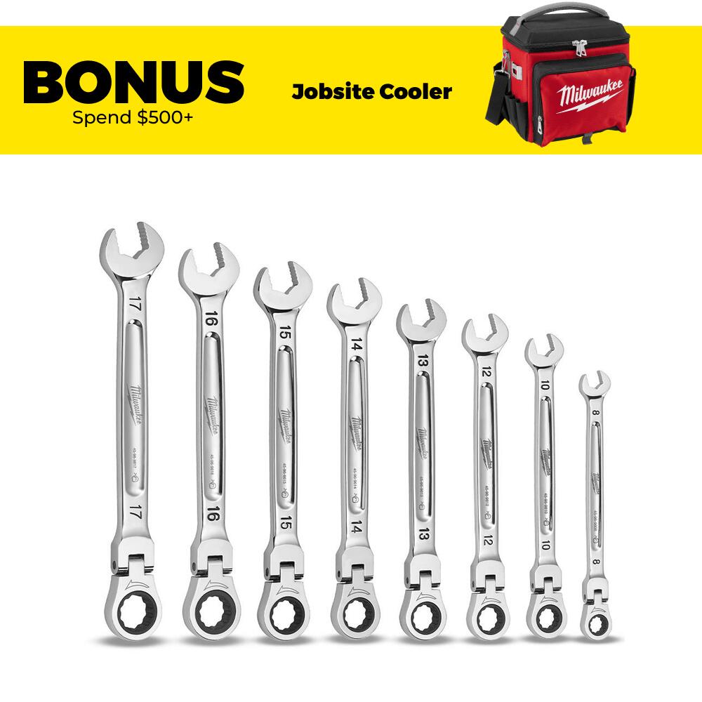 Milwaukee 48229529 7pc Metric Flex Head Ratcheting Combination Wrench Set