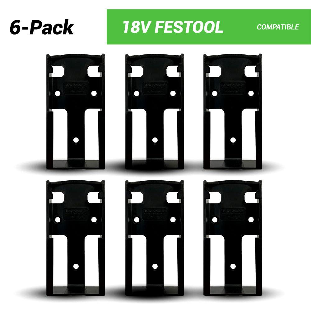 StealthMounts BM-FT18-BLK-6 18V Festool 6-Pack Black Battery Mounts
