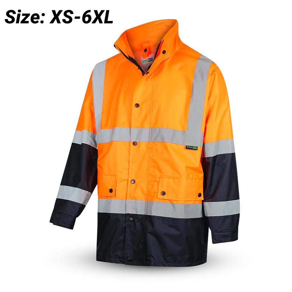 Workit Workwear 3005ON 2-Tone Orange/Navy Waterproof Hi-Vis Rain Jacket ...