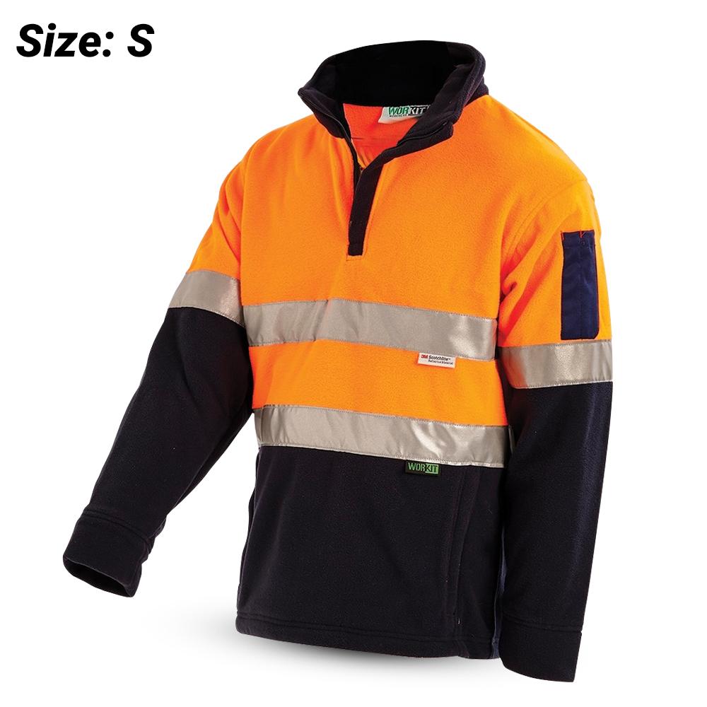 Workit Workwear 3501ON 2-Tone Orange/Navy Hi-Vis 1/4 Zip Taped Polar ...