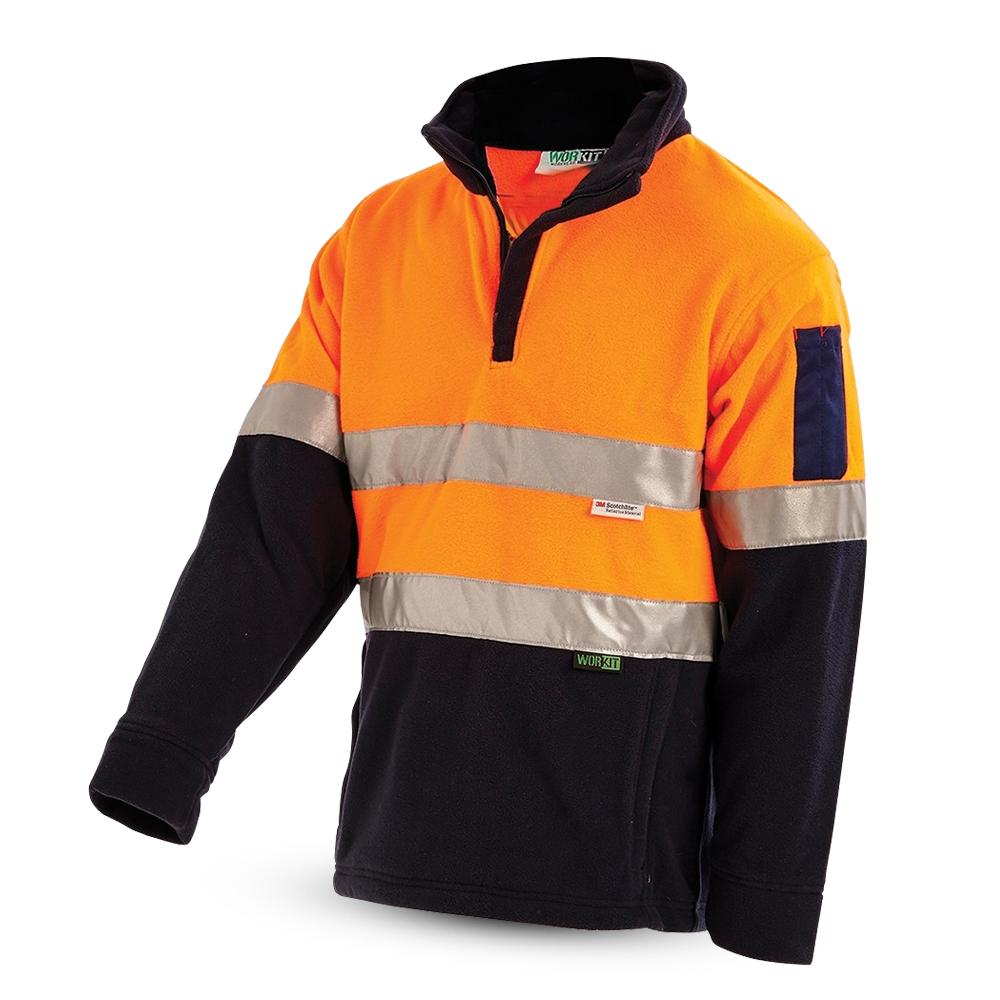 Workit Workwear 3501ON 2-Tone Orange/Navy Hi-Vis 1/4 Zip Taped Polar ...