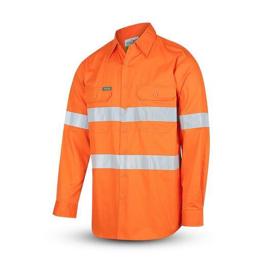 Workit Workwear 2013O Orange Hi-Vis Lightweight Long Sleeve Taped Shirt