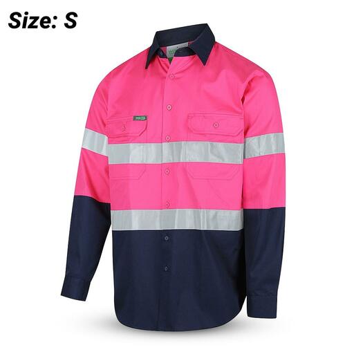 Workit Workwear 2013PN 2-Tone Pink/Navy Hi-Vis Lightweight Long Sleeve ...