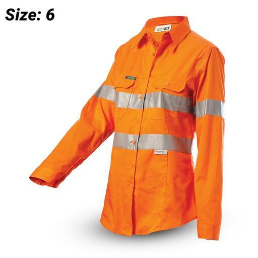 Workit Workwear 2012O Womens 2-Tone Orange Hi-Vis Lightweight Taped Shirt