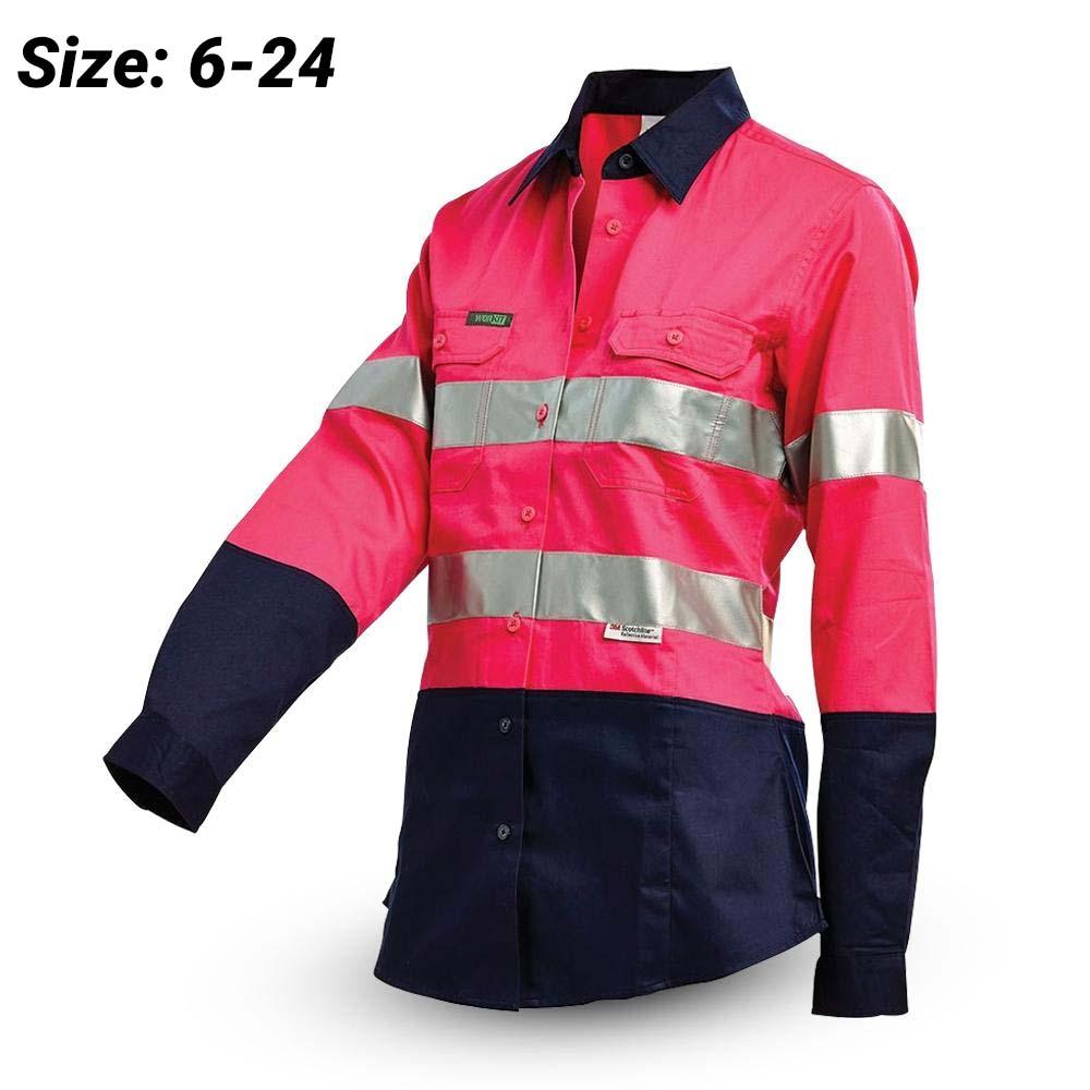 Workit Workwear 2018PN Womens 2-Tone Pink/Navy Hi-Vis Lightweight Taped ...