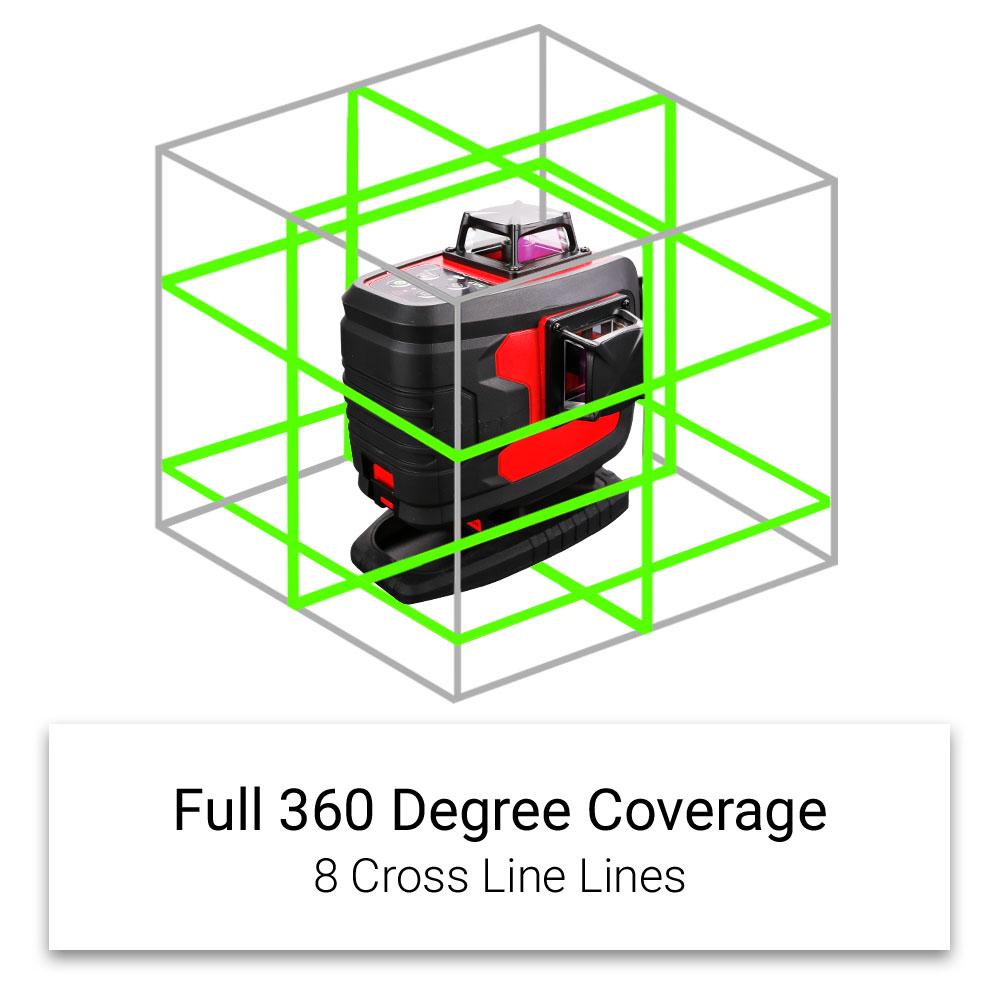 CPI CPI4D 7.4V 2.6Ah 360º Auto Leveling 4D Sensor Li-Ion Powered Green Beam Line Laser Kit