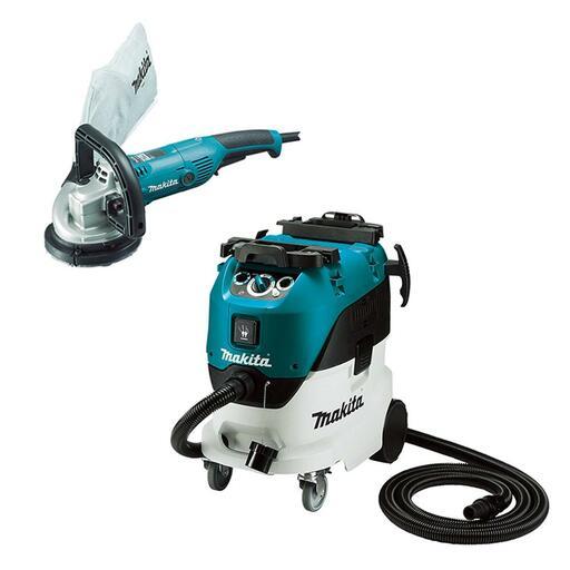 Makita PC5000C-VC42MX2 1400W 125mm (5") Concrete Planer Grinder & M ...
